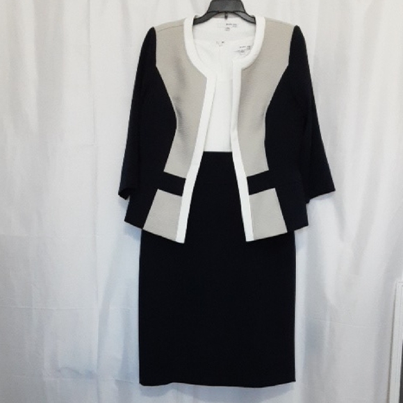 Studio One | Dresses | Studio One Elegant Navy And Cream Midi Dress Set ...